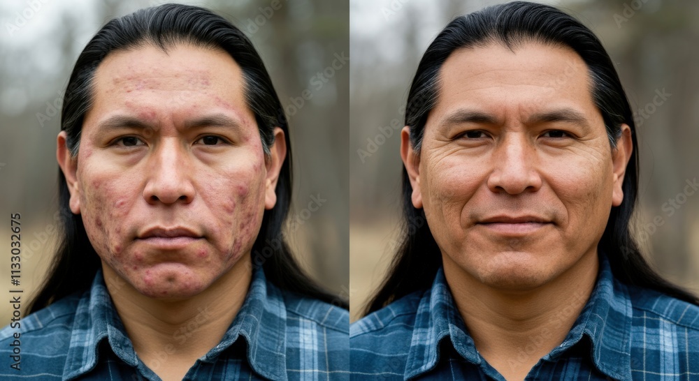 Transformation of mature native american male with improved skin ...