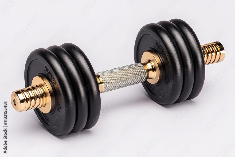 An adjustable weight dumbbell set, showing the weight-changing ...