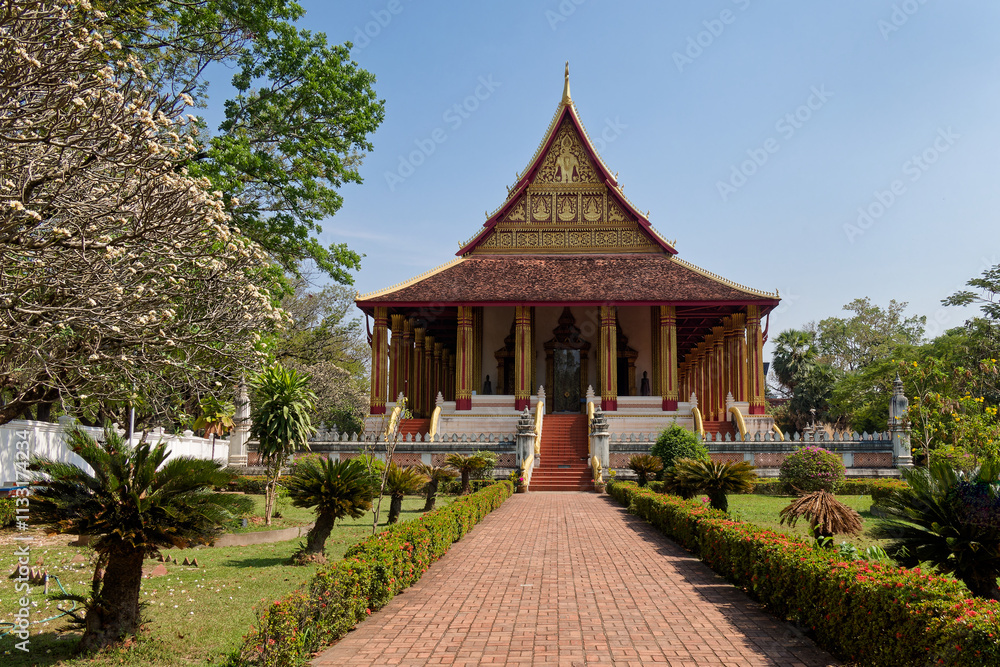 Haw Phra Kaew or Hor Pha Keo museum in Vientiane, the capital of Laos which is surrounded by a ...