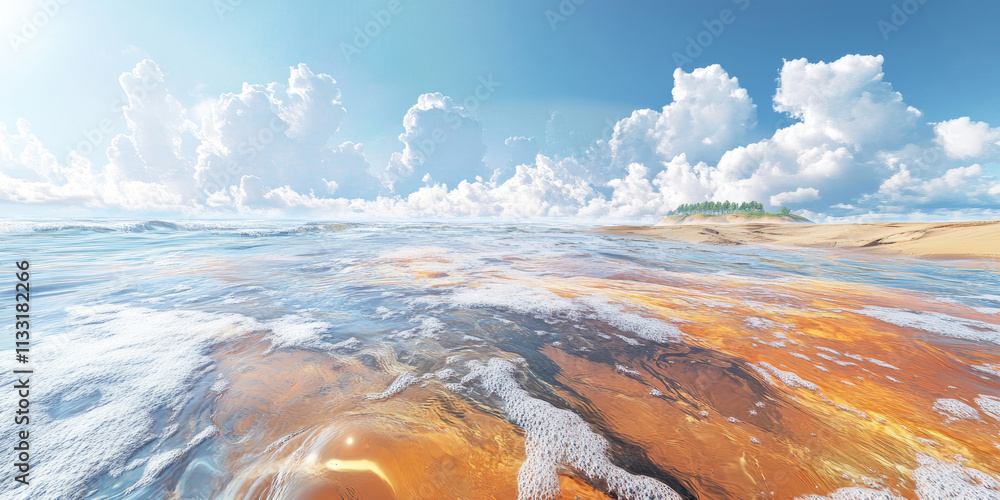 Waves of Water from the River and Sea Meeting During High Tide and Low ...