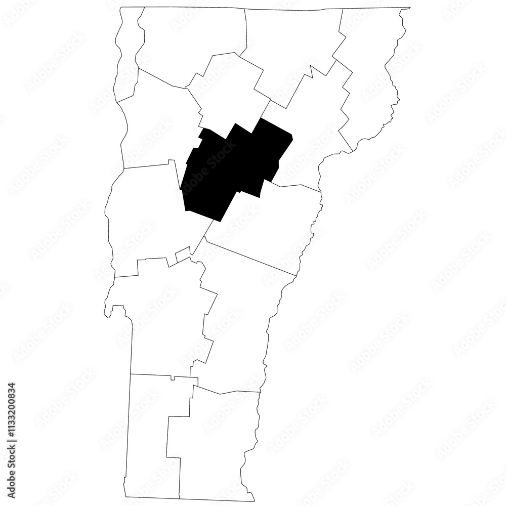 Map of Washington County in Vermont state on white background. single ...