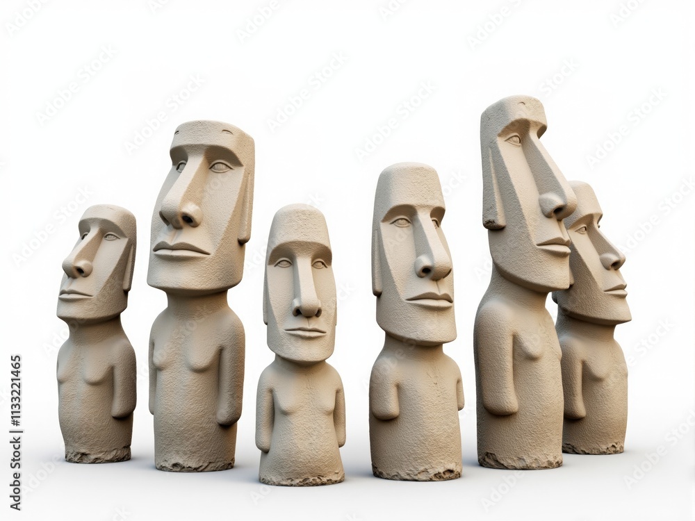 Moai statues representing ancient polynesian culture on easter island ...