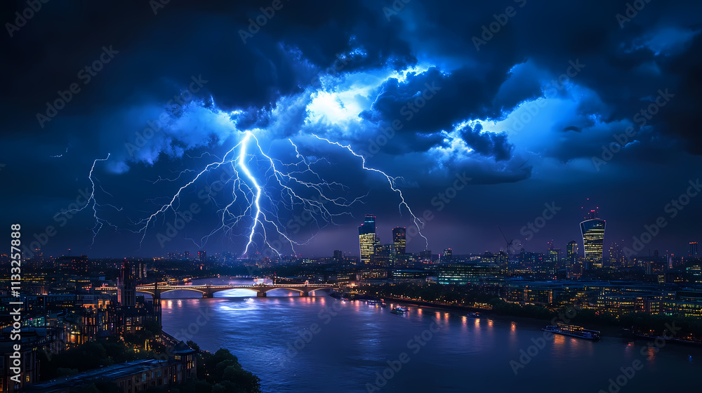 High-voltage thunderstorm strikes lifelike lightning bolt effects on ...