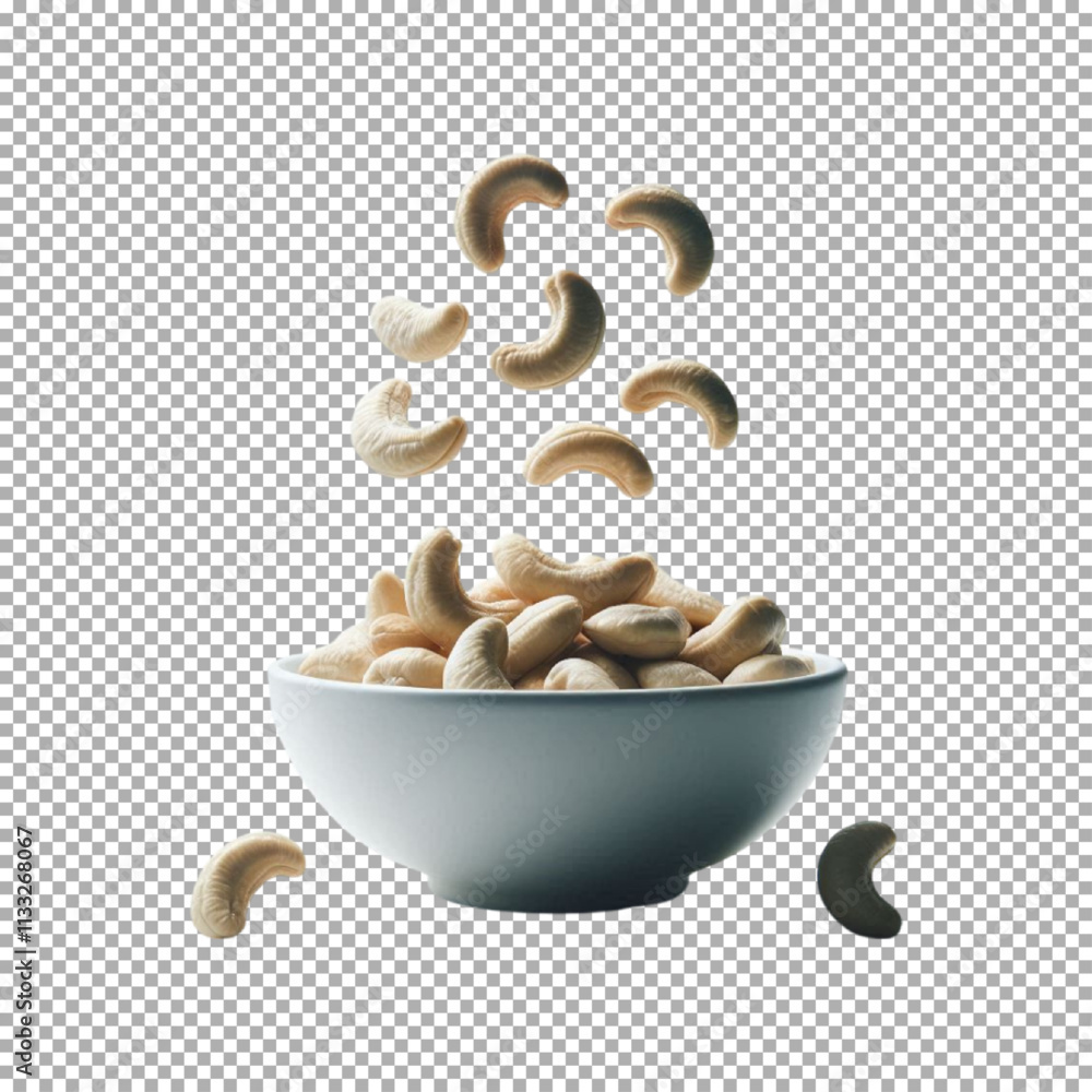 Fresh Cashews Falling into Bowl - Healthy Snack Option on transparent ...