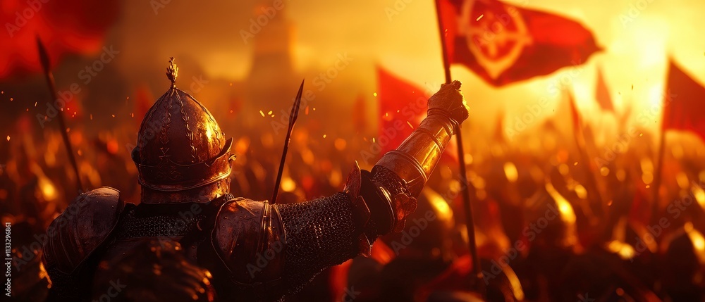 Epic war scene unfolds in the battlefield spectacular image of soldiers ...