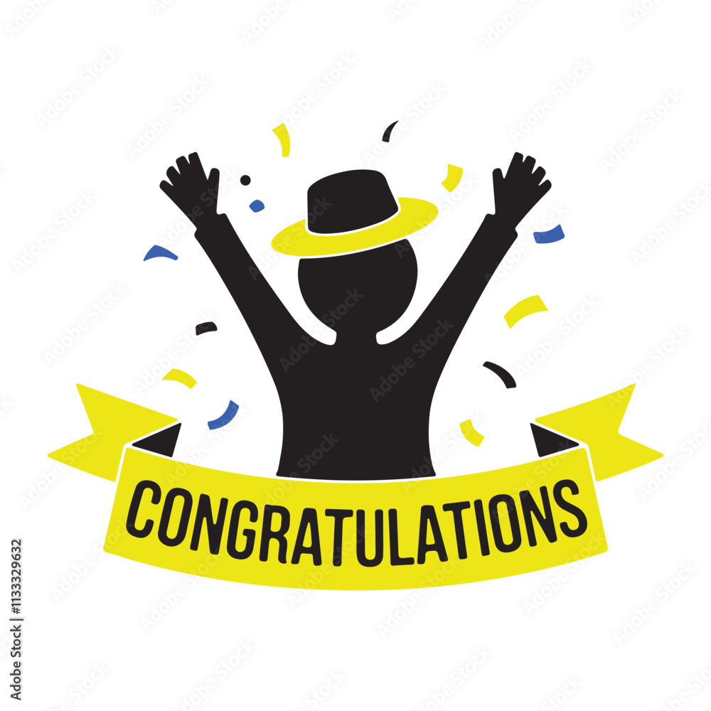 Celebratory Vector Illustration – Congratulations Banner with Cheerful ...