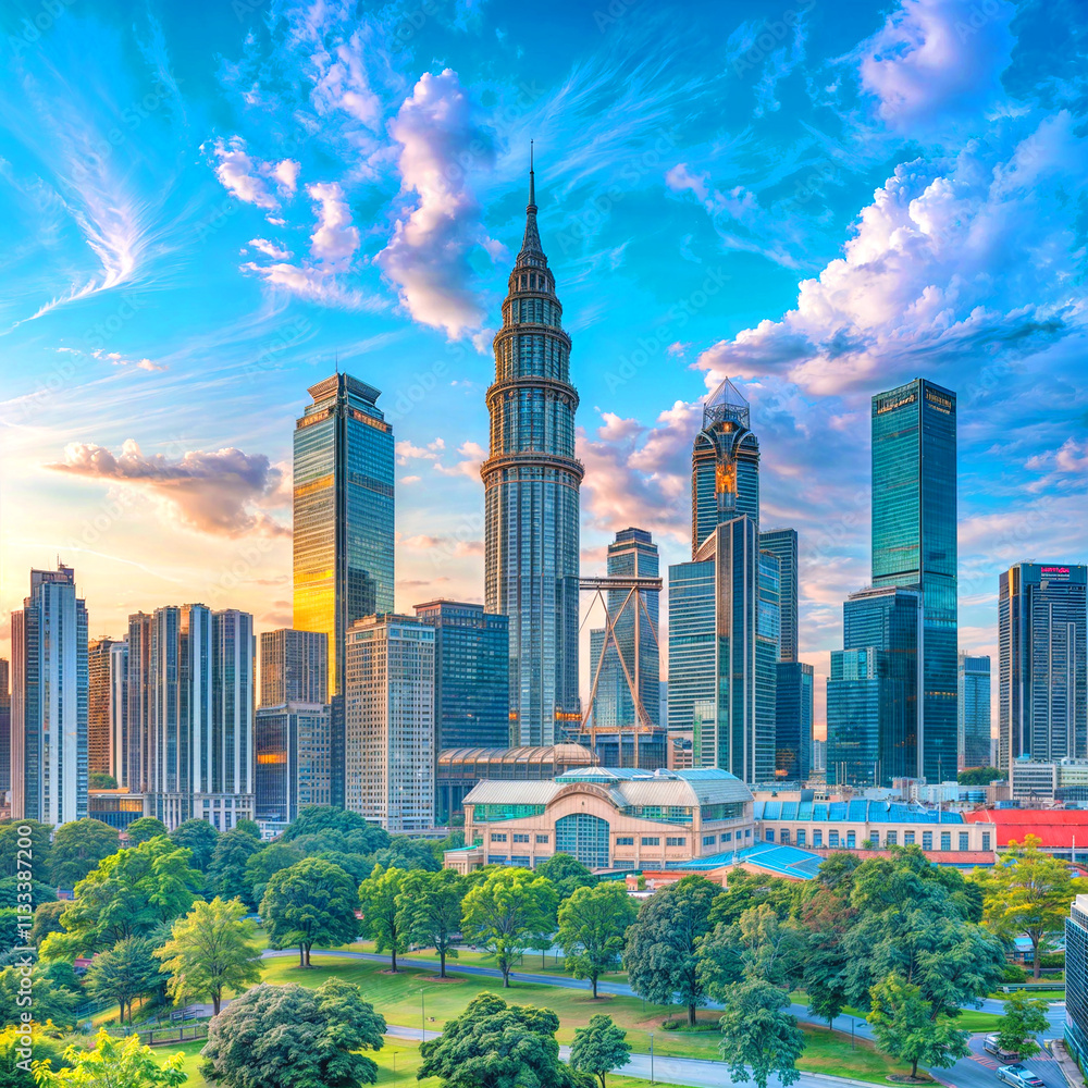 Kuala Lumpur, Malaysia- Kuala Lumpur skyline from the infinity rooftop ...