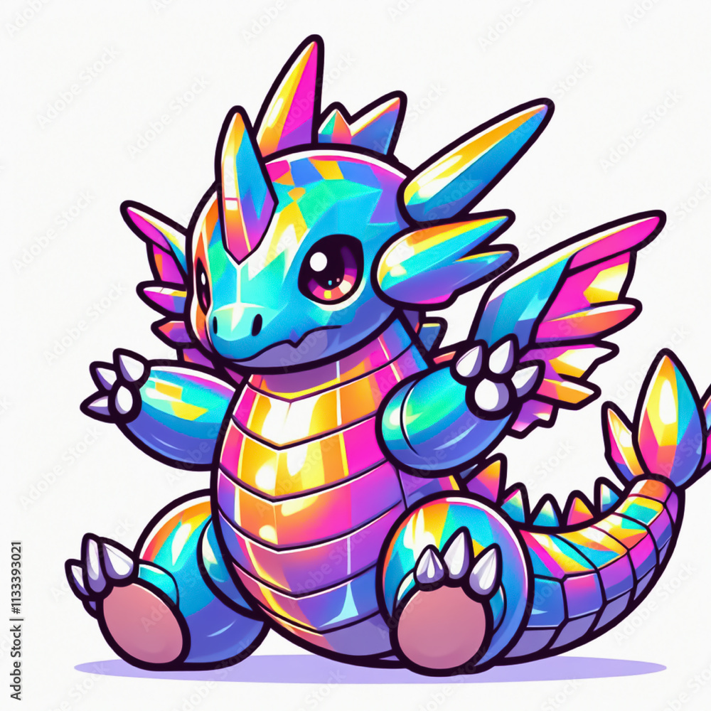 Cute toon and chibi style dragon. Fairytale and fable. Fantasy animal ...