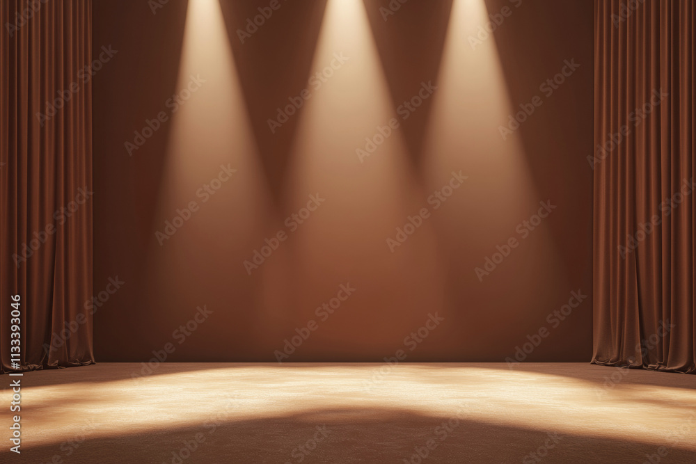 ภาพถ่าย Stock Minimalist round platform in rich mocha mousse brown with ...