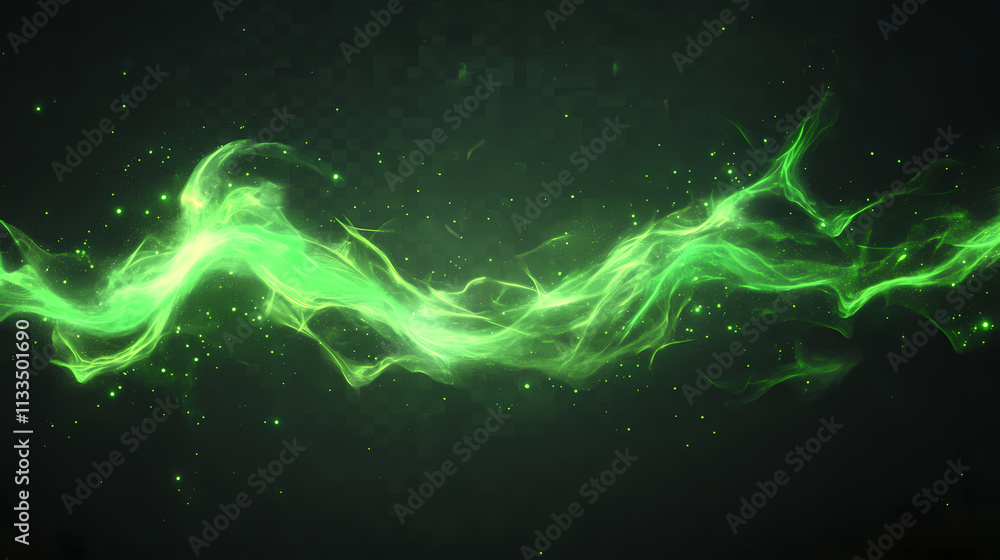 Abstract green energy wisp and plasma formation, perfect for futuristic ...