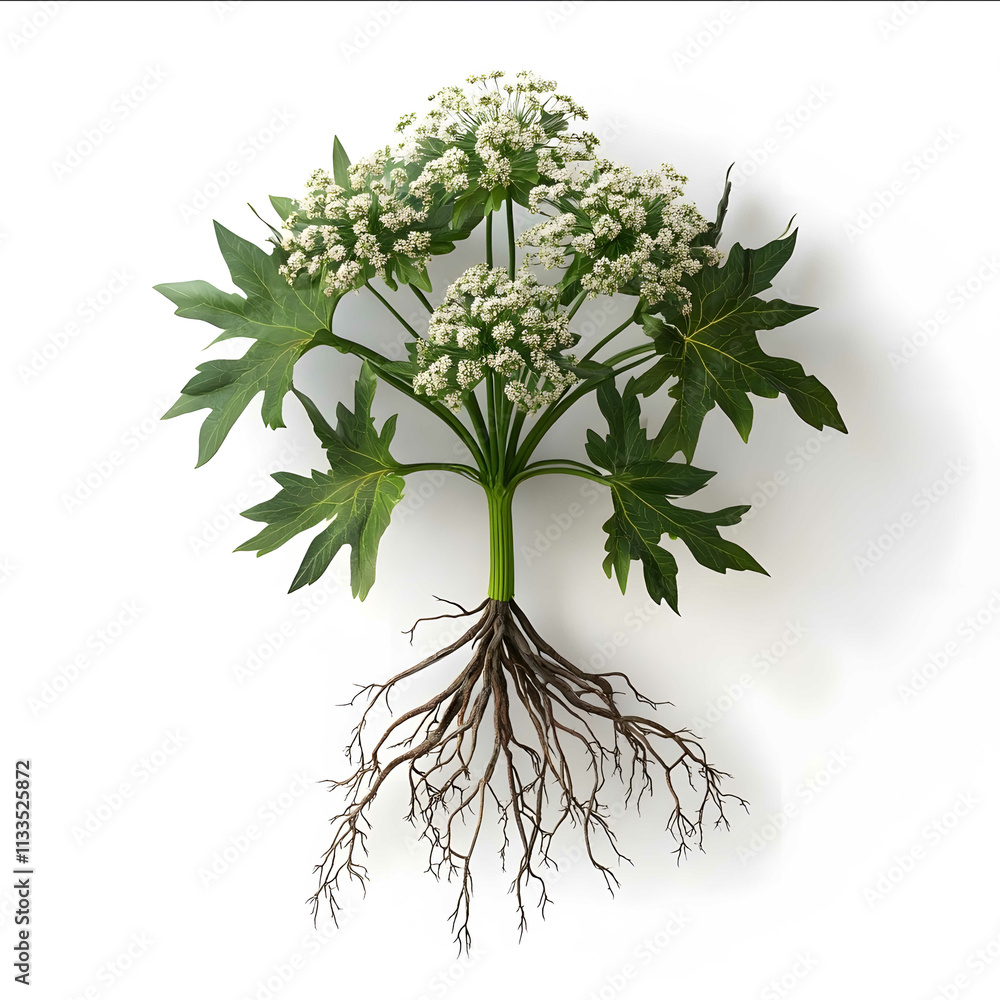 A topdown view of a giant hogweed Heracleum mantegazzianum against a ...
