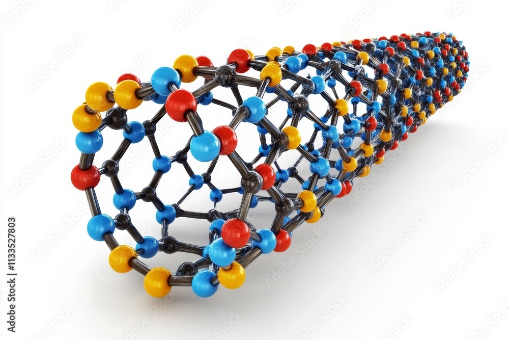 Colorful Molecular Structure of a Carbon Nanotube Stock Illustration ...