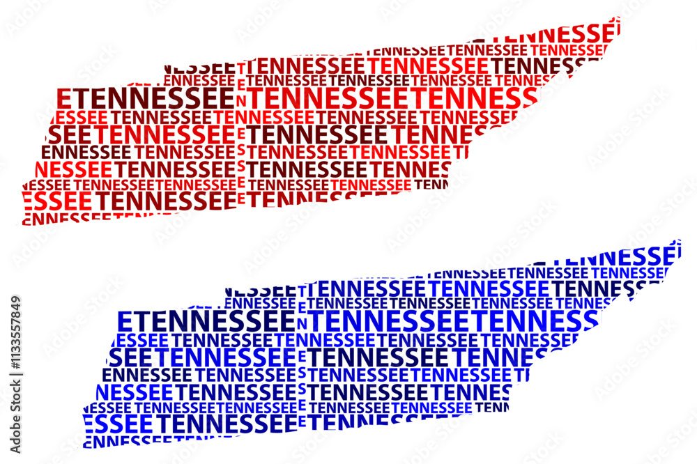 Sketch Tennessee (United States of America) letter text map, Tennessee ...