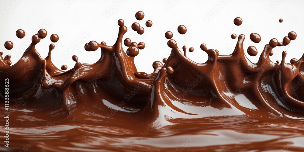 Chocolate liquid splash seamless pattern 3D realistic isolated on white ...