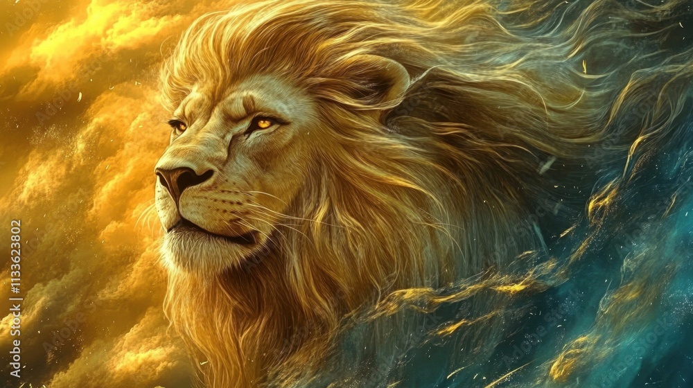 Biblical Concept Art Featuring the Powerful Lion of Judah Stock ...