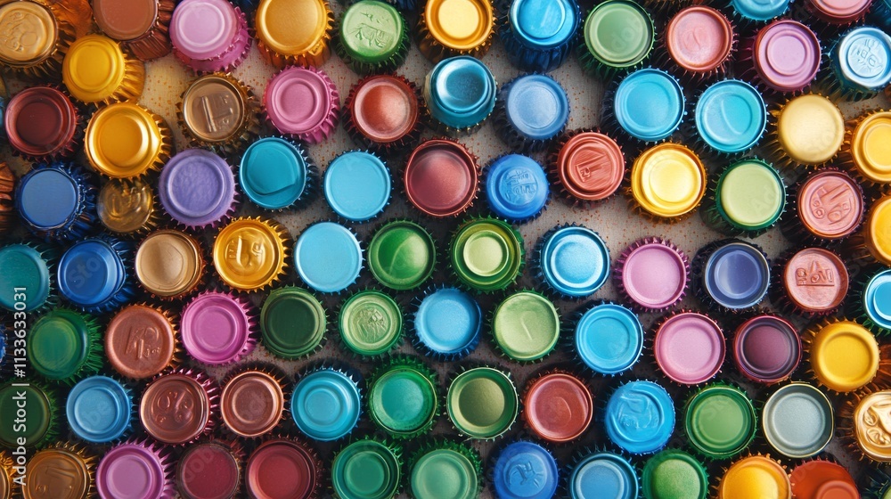 27.Collection of colorful metallic bottle caps with crimped edges for ...