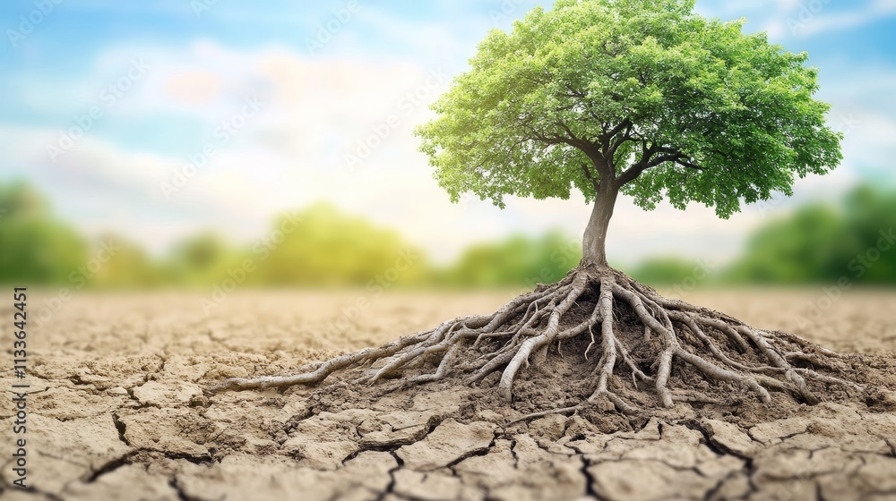 119.Tree illustration with deep roots stretching into the ground ...