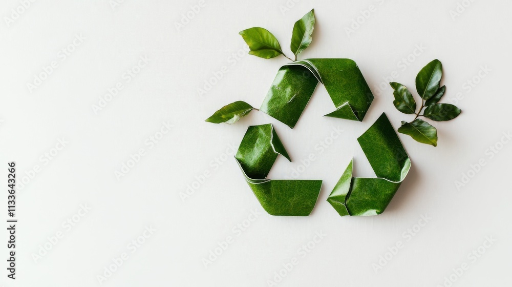 Ilustración de Stock 15.Minimalist recycling symbol with green leaves ...