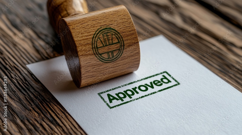 11.Focus on an â€œApprovedâ€ stamp imprint in green ink on a business ...