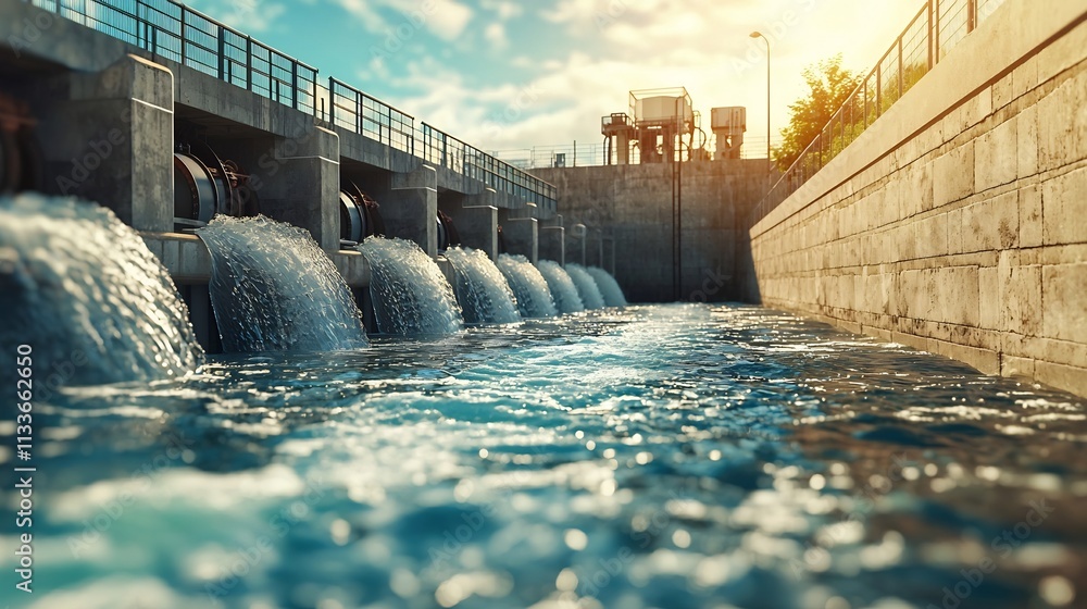 Hydroelectric dam with a digital twin simulation visualizing real time ...