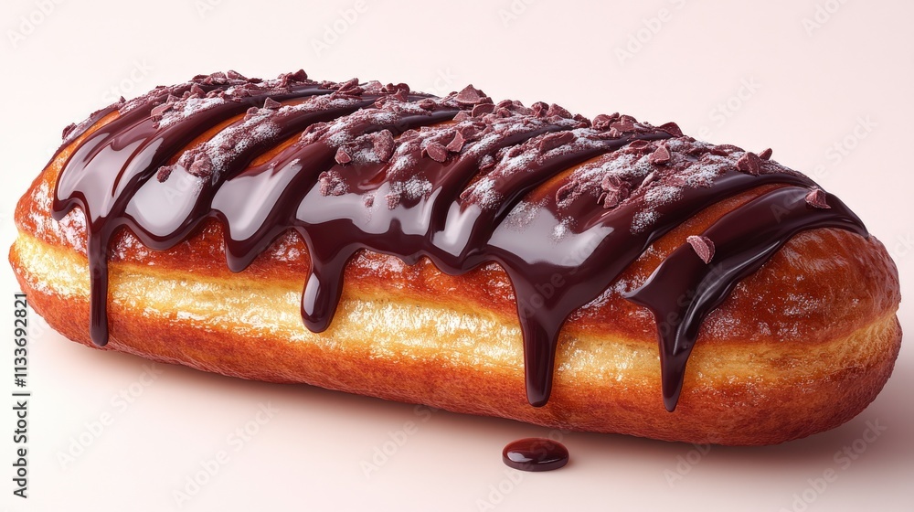 Delicious Chocolate Glazed Pastry with Thin Chocolate Drizzle and ...