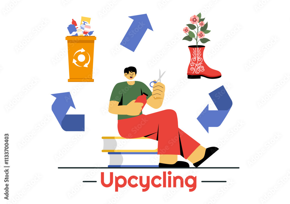 Upcycling Vector Illustration featuring the Process and Techniques of ...