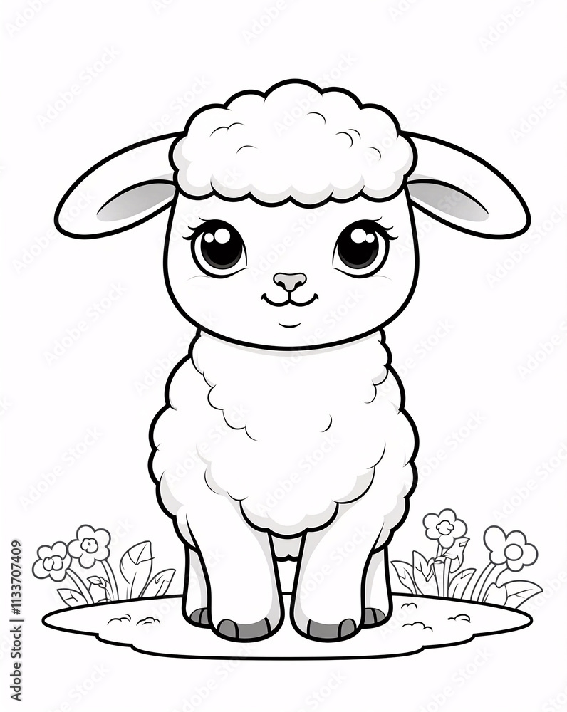 Cute Baby Sheep Line Art Design for Simple and Creative Coloring ...