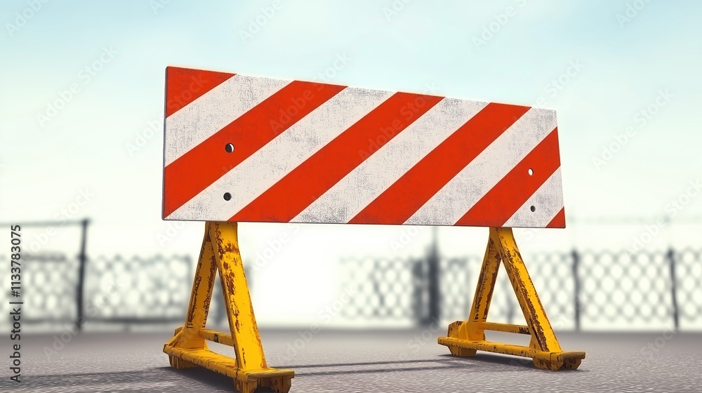 A prohibited barrier with a clear warning sign in place. Safety ...