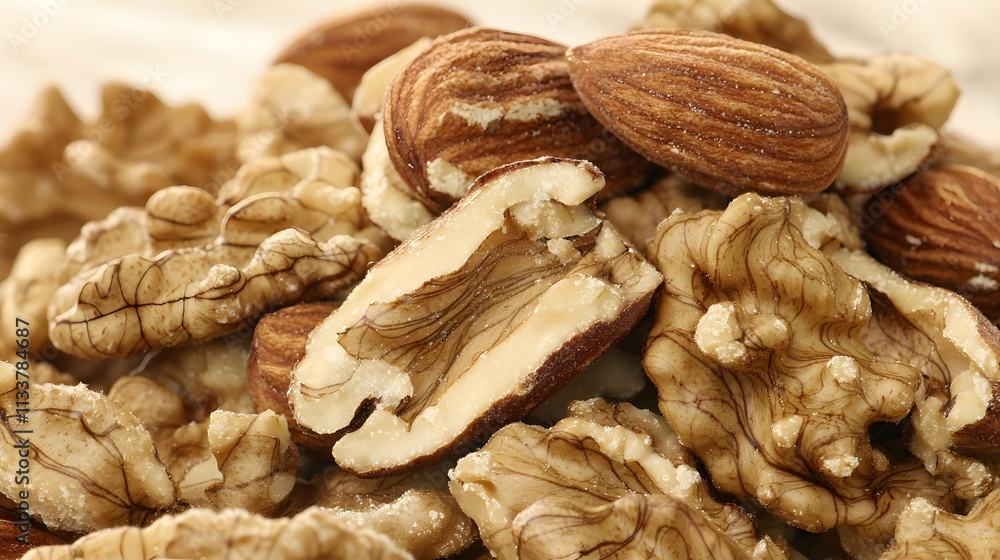 of brazil nuts, blended with an image of selenium symbols, emphasizing ...