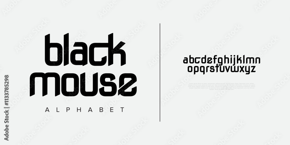 Blackmouse creative modern geometric urban alphabet font. Digital abstract futuristic, game ...