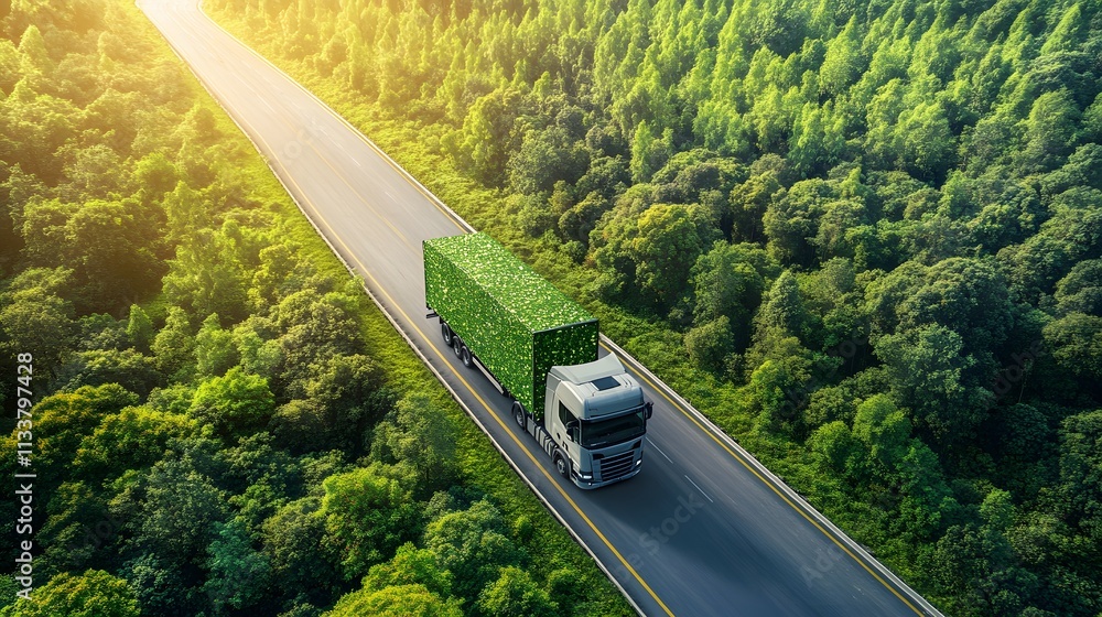 Green logistic or Sustainable transport concept. Truck icon transport ...