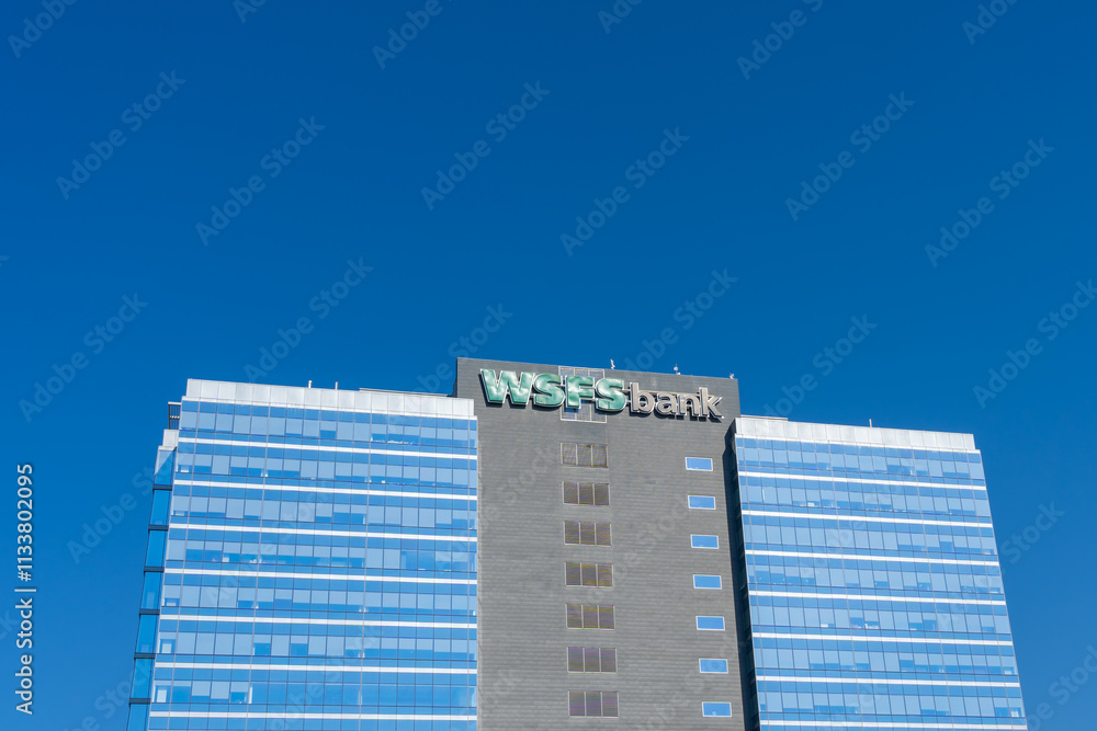 WSFS bank sign on its headquarters building in Wilmington, Delaware ...