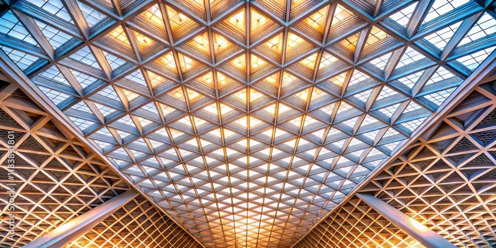 Stunning Wide-Angle Photo of Geometric Ceiling Grid Layout ...