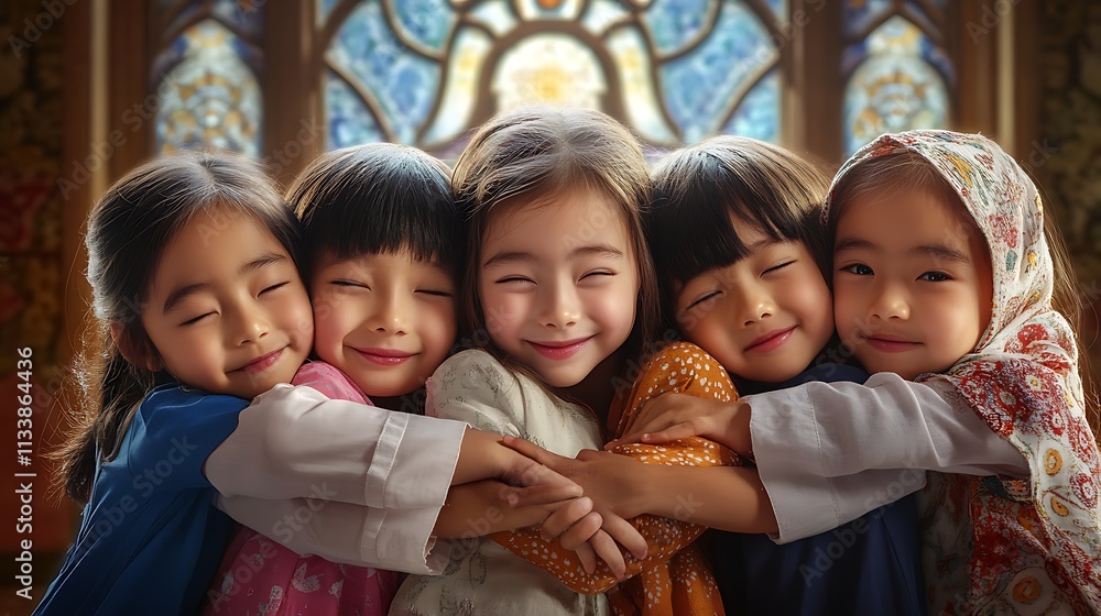 A heartwarming image of children from different religious backgrounds ...