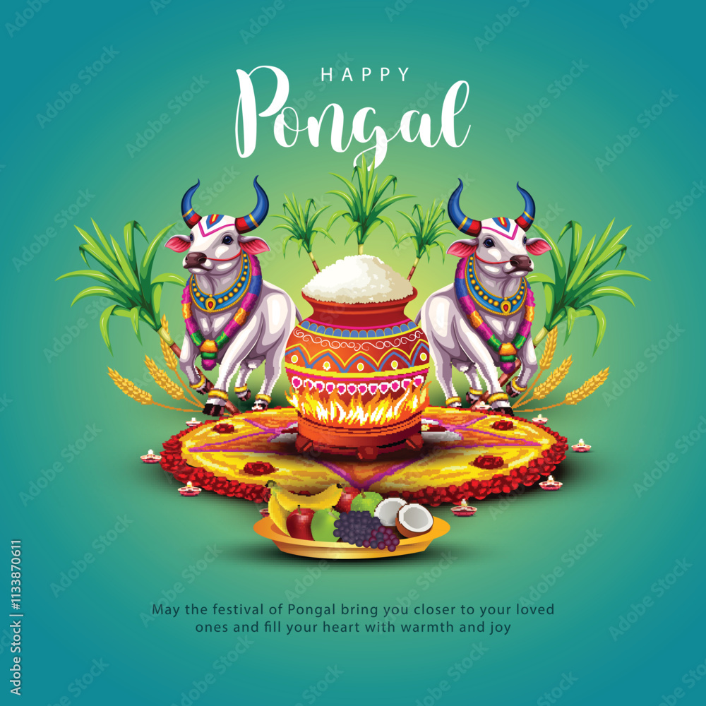 new illustration of Happy Pongal Holiday Harvest Festival of Tamil Nadu ...