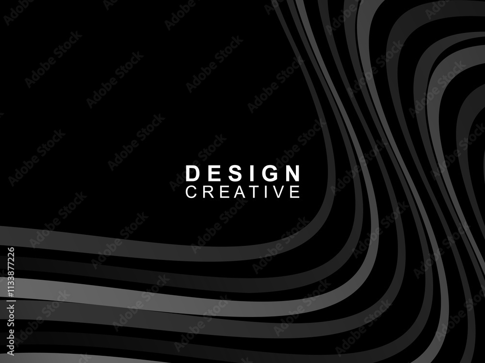 Black background with abstract futuristic gradient pattern with waves ...