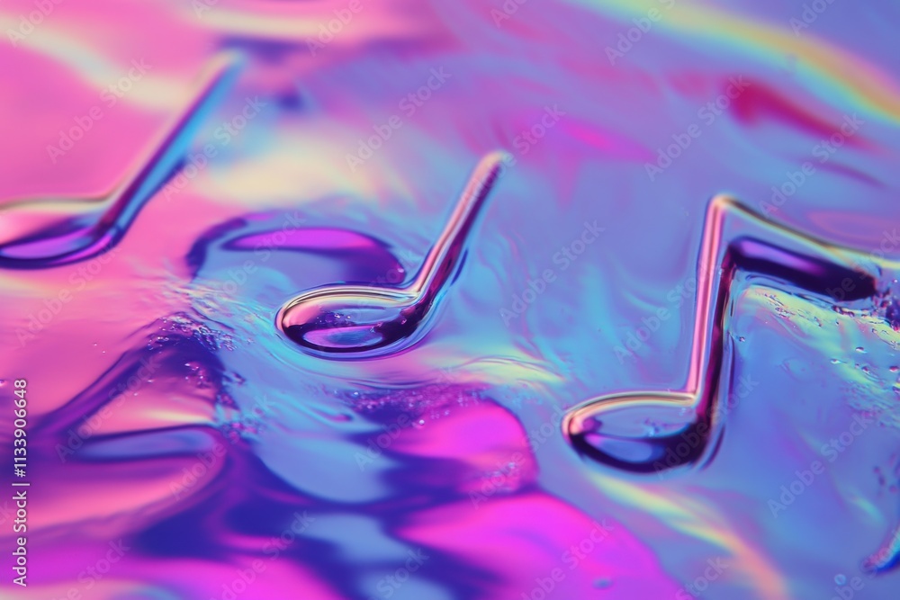 Musical notes made from floating soap film, interference lighting ...