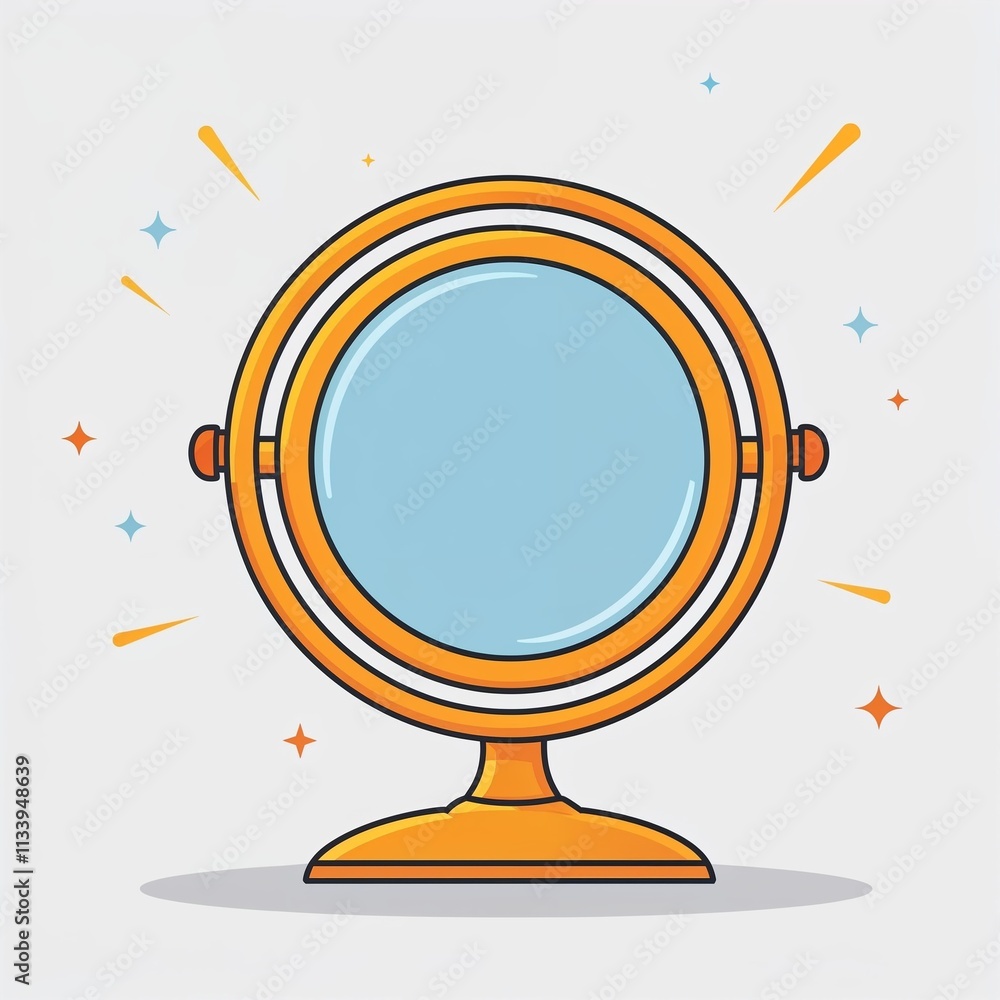 A mirror cartoon illustration on plain white background Stock ...