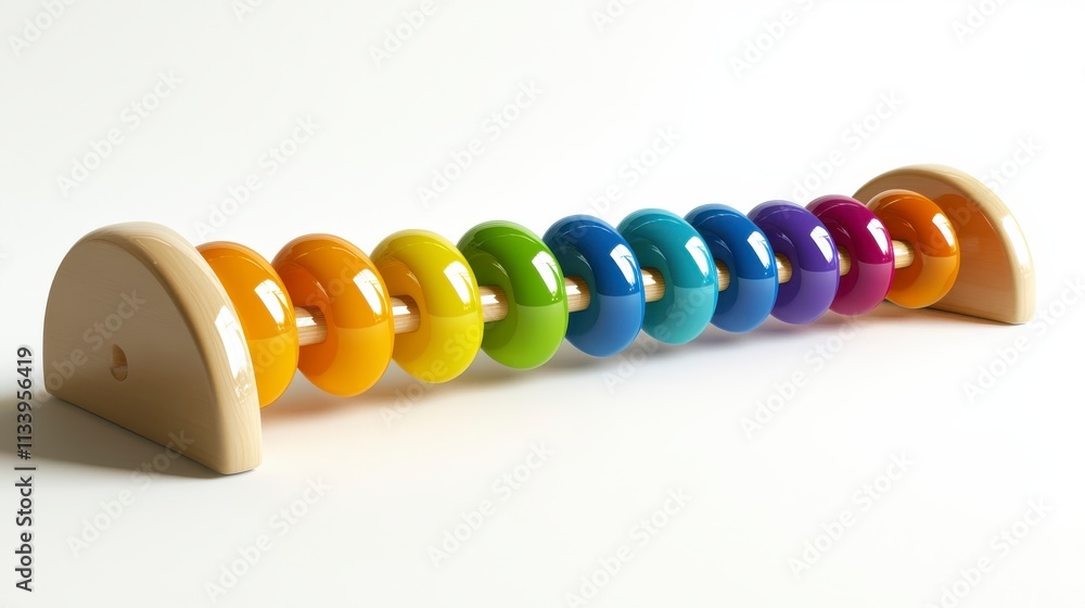 Colorful Wooden Toy Abacus with Round Discs for Children, Teaching ...