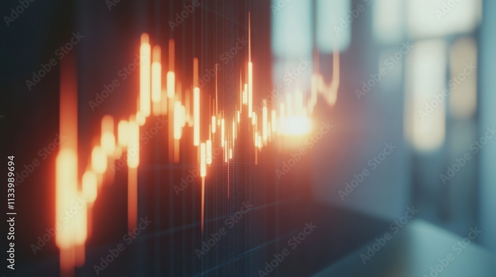 Candlestick chart visualizing the stock rise and fall in 2025 on a ...