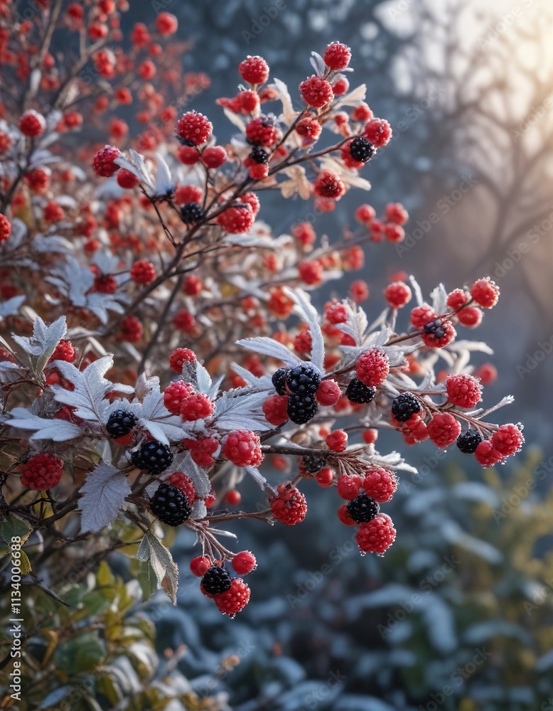 Illustration Stock Blackberry shrubs with poisonous berries after ...