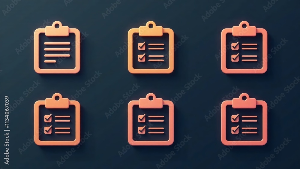 Clipboard Document Symbols - Outline, Line, Checklist, Checkmark ...