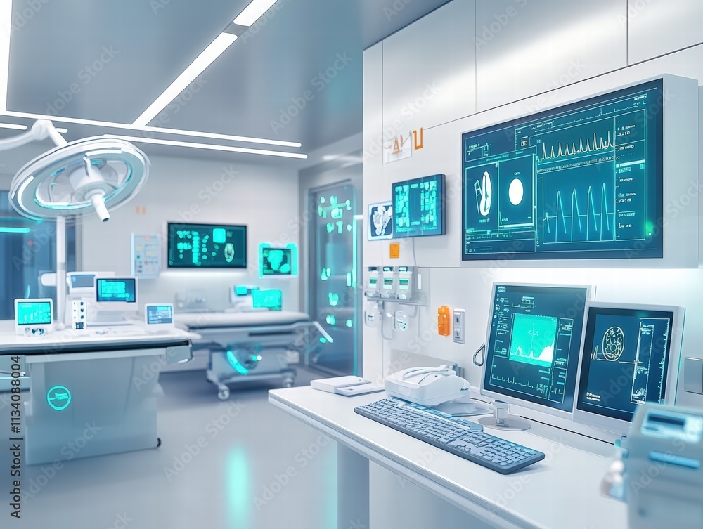 Advanced medical technology modern hospital interior design clinical environment high-tech ...