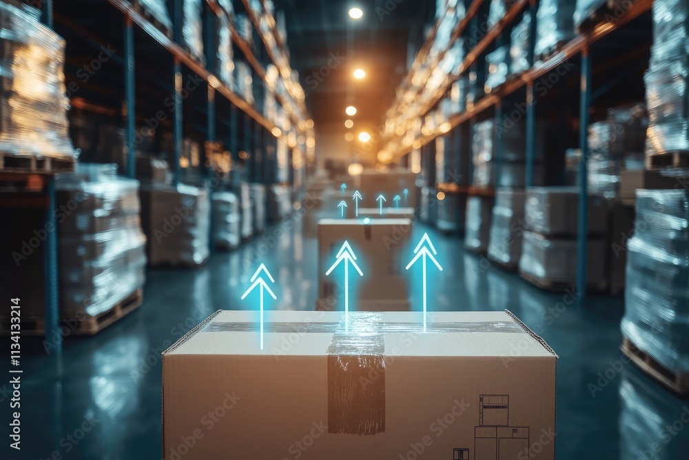 Warehouse Management System with Growing Data Visualization Stock Photo ...