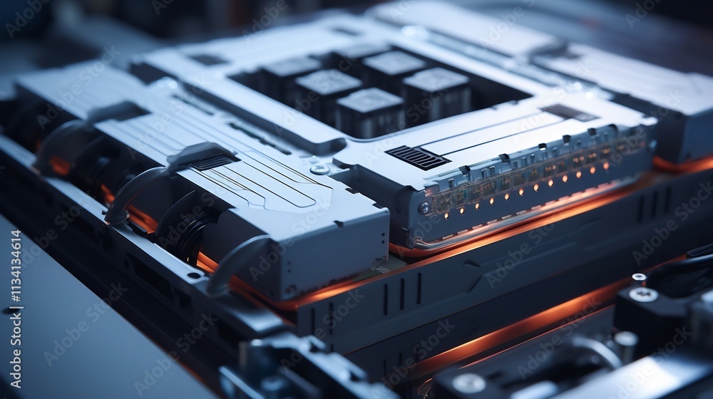 Automated assembly line of electric vehicle battery modules being ...