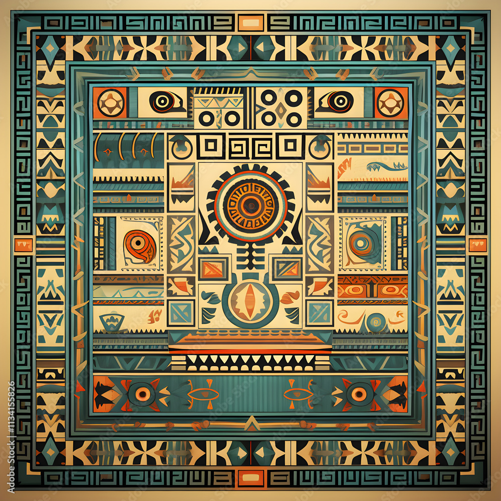 Intricate Symmetry: A Beautiful Display of Traditional Aztec Geometric ...