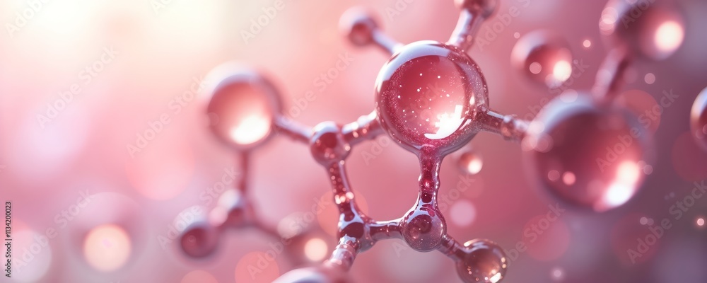 3D model of water molecule structure. Detailed view of atoms connected ...