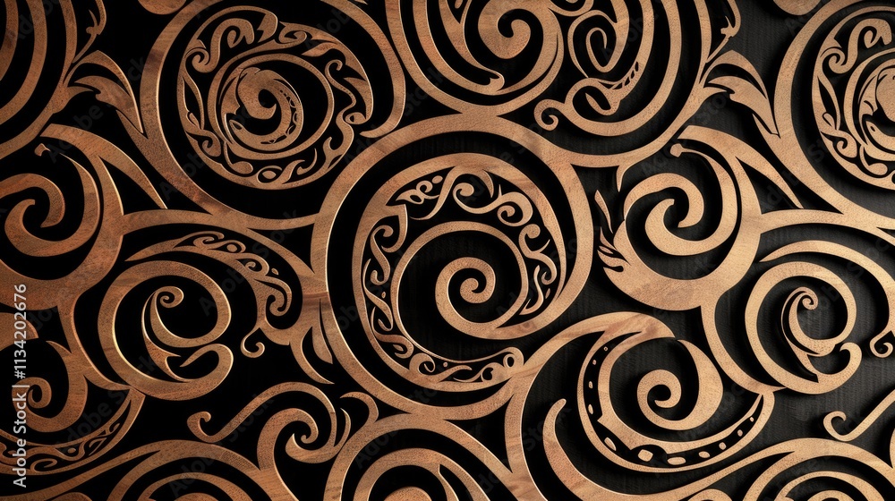 concept art of maori toi patterns on a blank background Stock ...