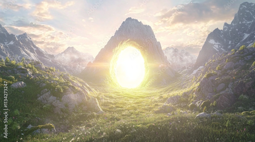 Temporal Gateway: Surreal Mountain Landscape with Rapid Seasons Change ...