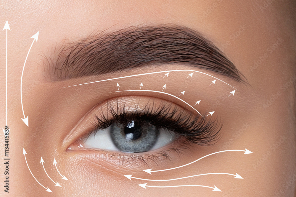 Rejuvenation of sagging and wrinkled skin around the eyes. Rejuvenating ...